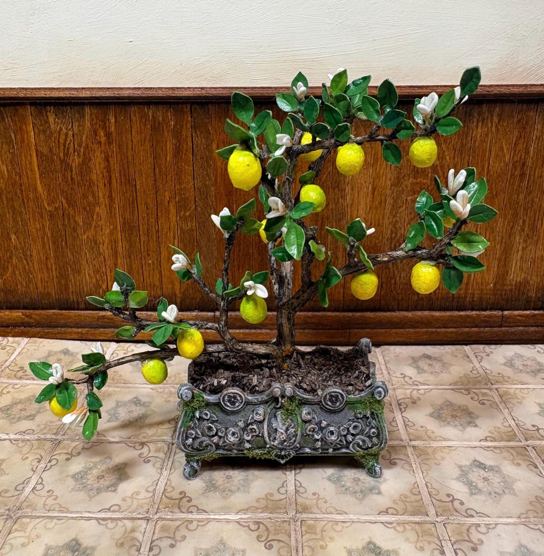 1:12 Scale Miniature Lemon Tree Dollhouse Collectible for Mini Garden ...