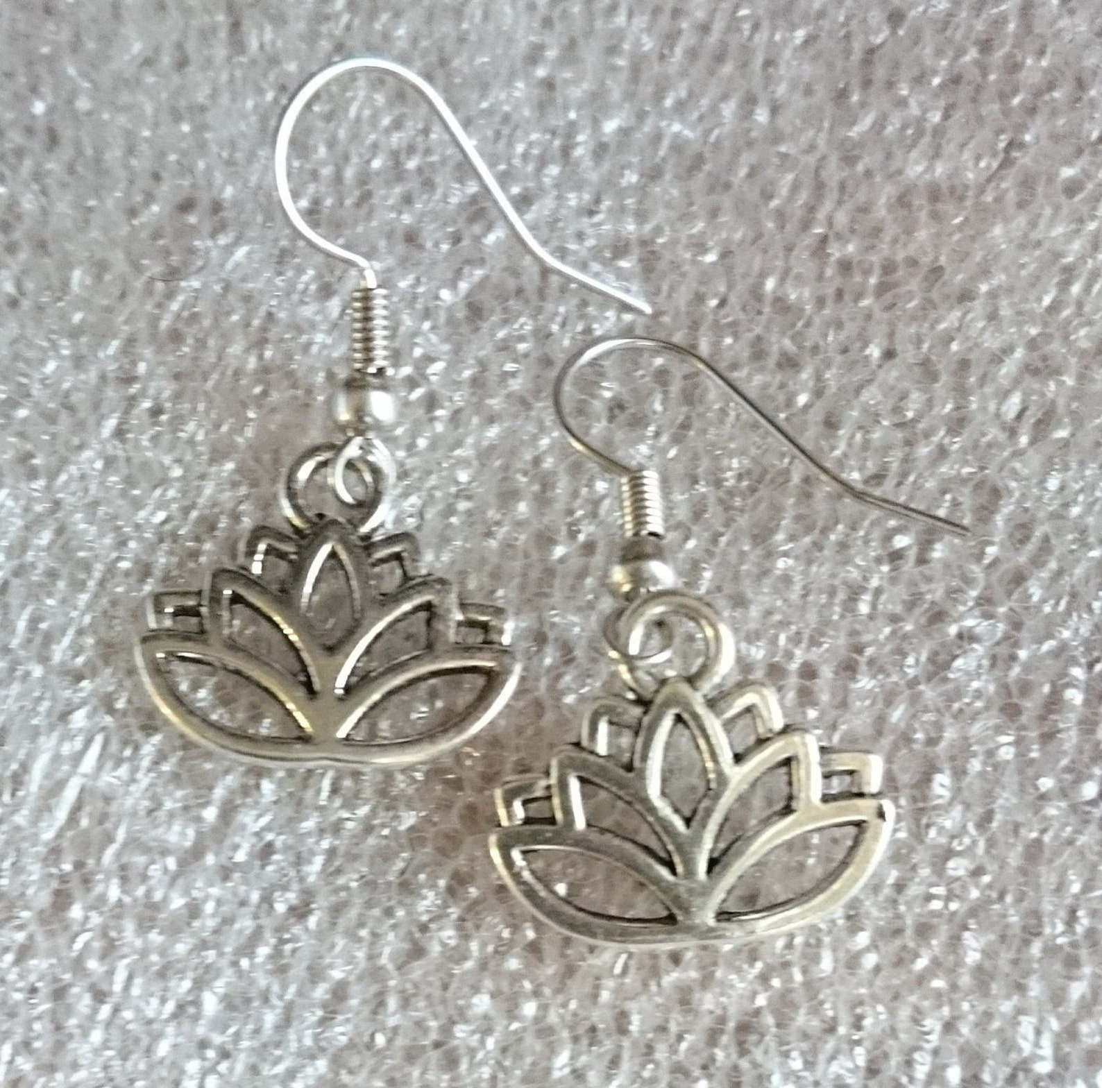 Lotus Earrings Silver Lotus Earrings Lotus Charm Lotus - Etsy