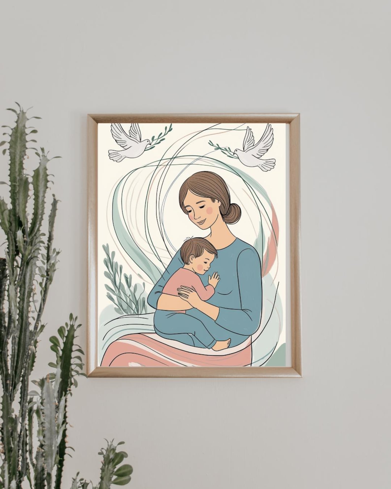 Mother and Child Embrace Digital Downloadable Art Print Abstract ...