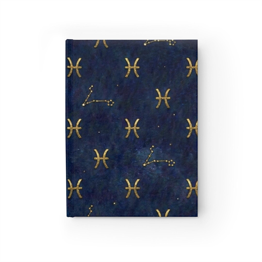 Pisces Constellation Journal | Zodiac Notebook, Blue Gold Stars - Etsy