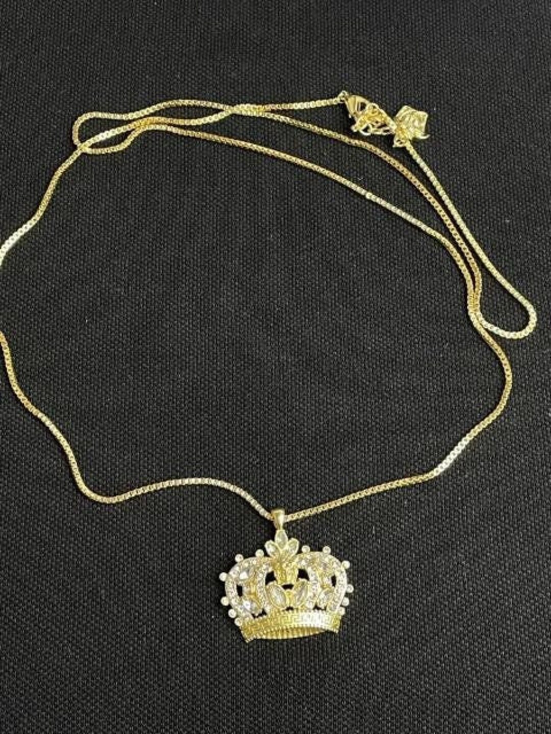 Versace Gold Curb Chain Designed Crown Crystal Charming Classic Antique ...