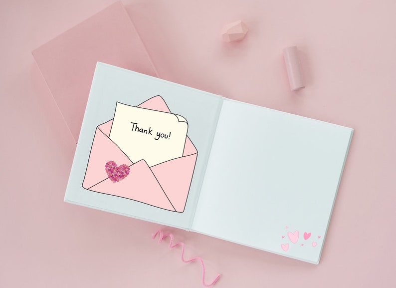 Thank You Note-pink Hearts-multiple Graphics-png, SVG - Etsy