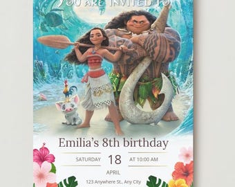 Self- Editable Moana 2 Birthday Invitation | Moana and Simea Birthday ...