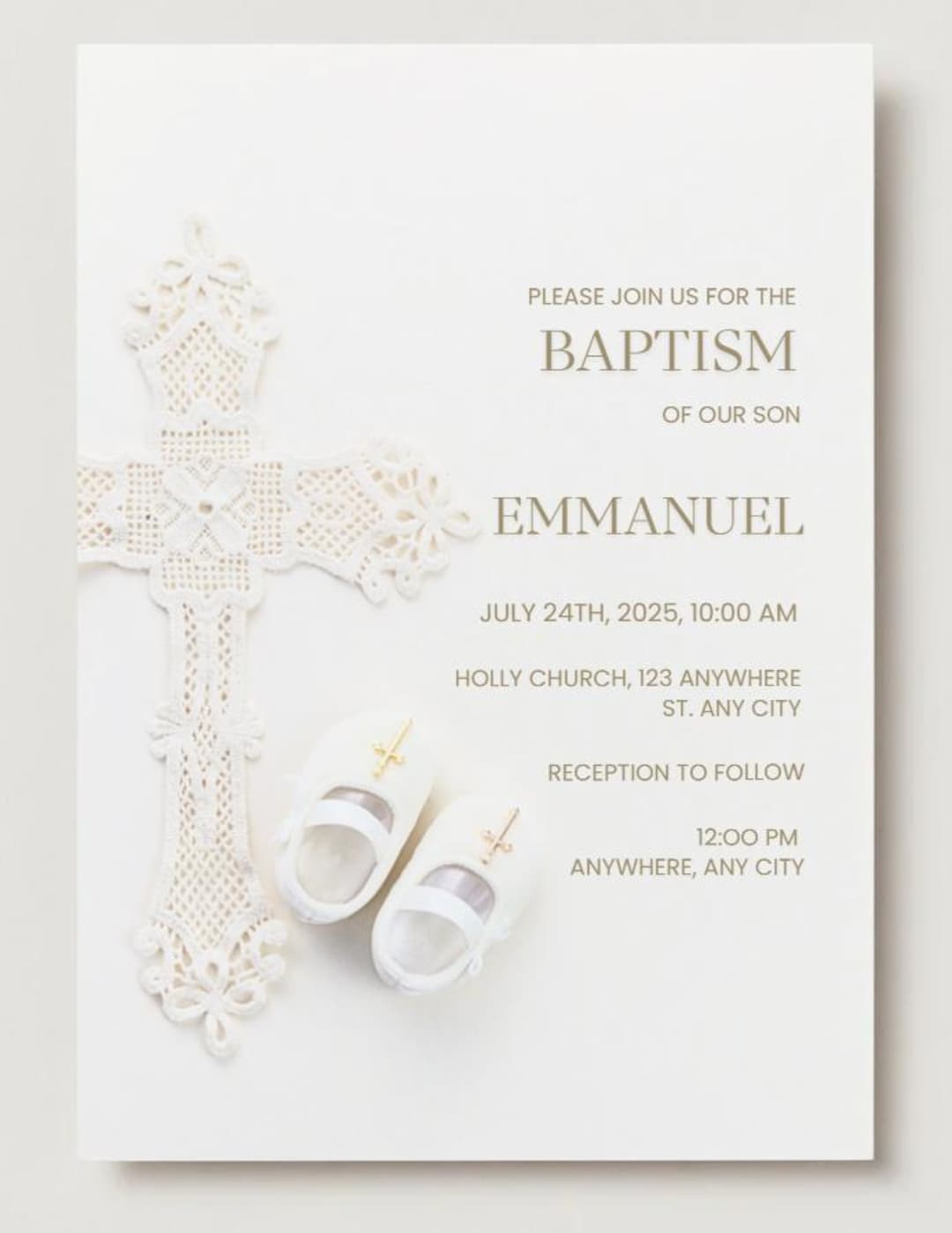Editable Baptism Invitation Template, Modern Baptism Invite, Minimalist ...