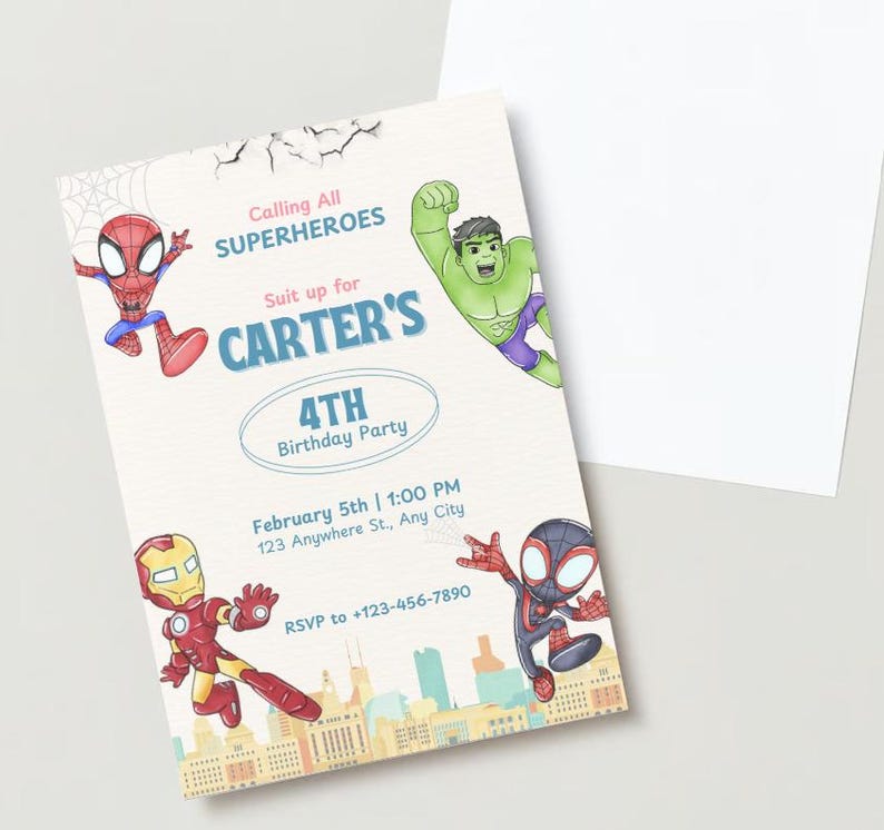 Spidey Invitation Spidey and His Amazing Friends Iron Man, Hulk ...