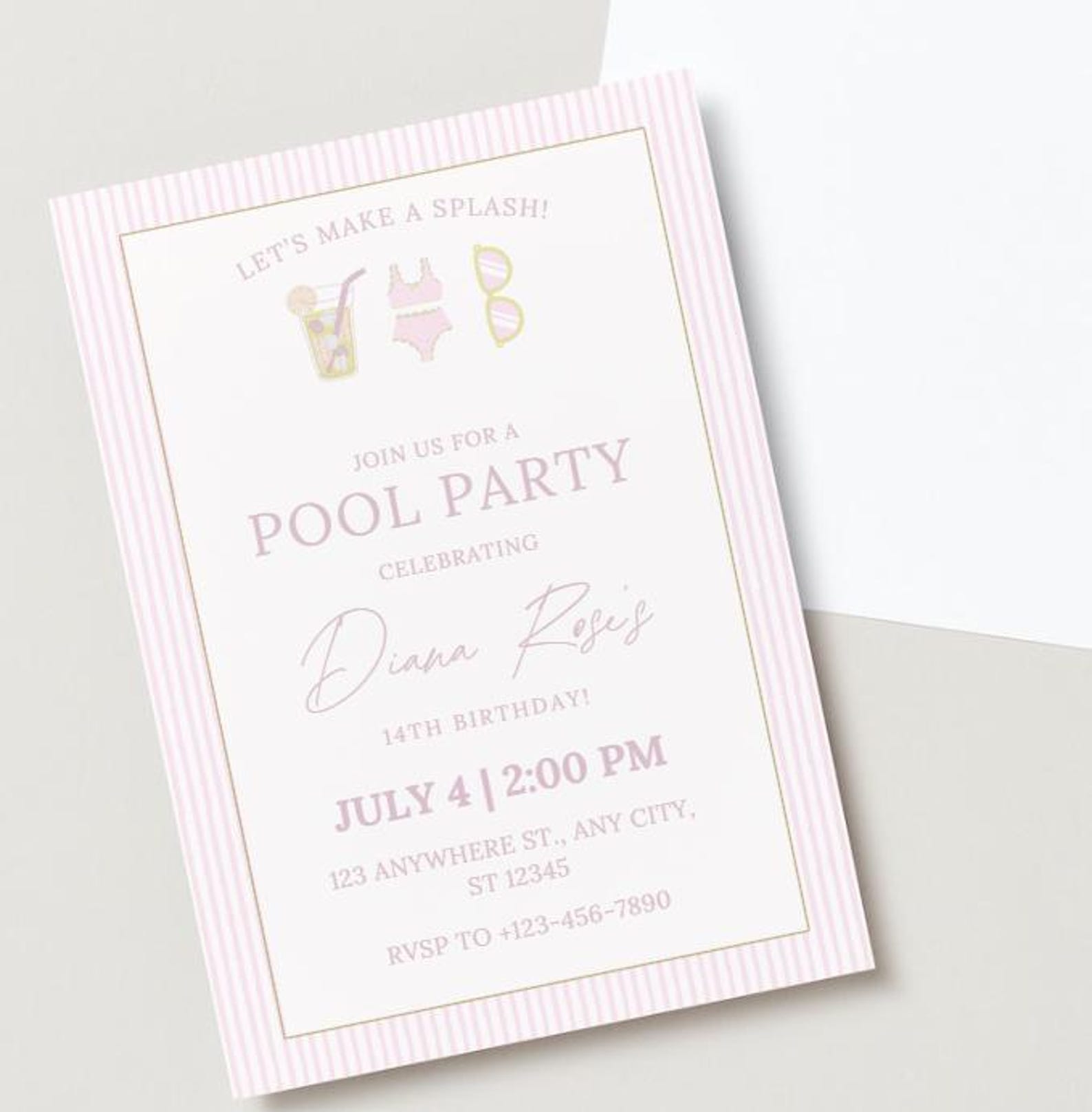 Editable Pool Party Invitation | Girl Pool Party Invite | Pool Party ...