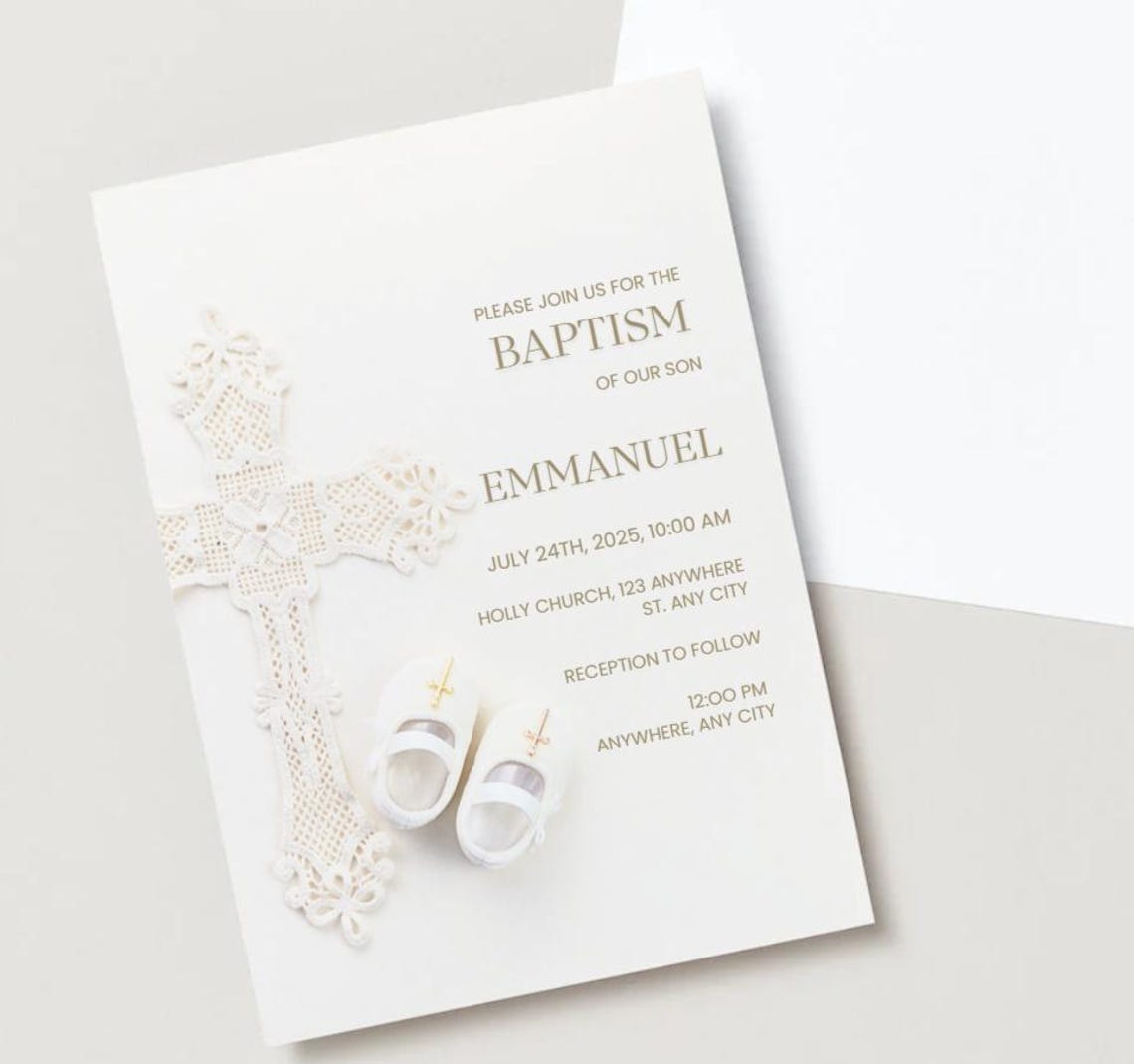 Editable Baptism Invitation Template, Modern Baptism Invite, Minimalist ...