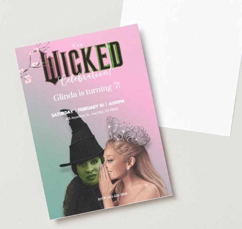 Editable Wicked Movie Birthday Invitation, Glinda and Elphaba Invite ...