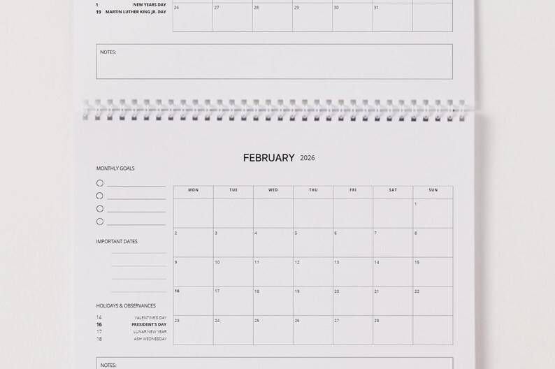 Minimalist 2026 Calendar Printable Template, Monthly Planner Calendar ...
