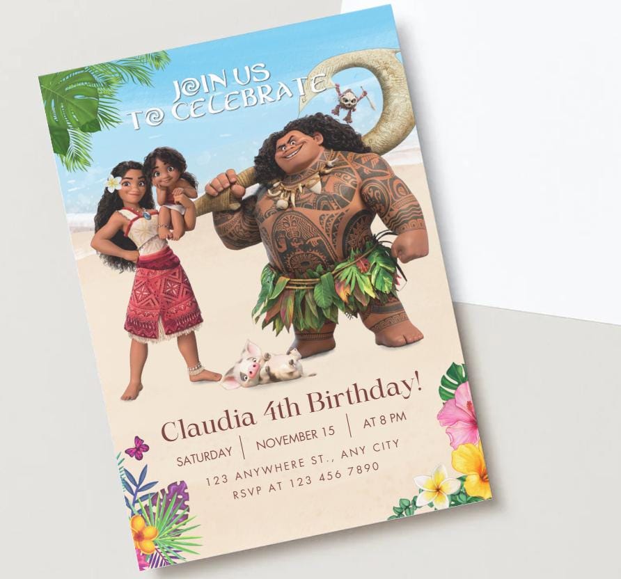 Editable Moana 2 Birthday Invitation Template, Moana 2 Invite, Moana 2 ...