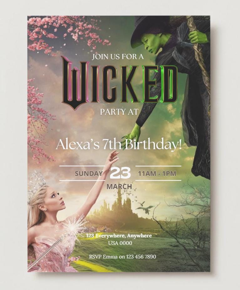 Self- Editable Wicked Invite, Wicked Birthday Invitation, Wicked ...