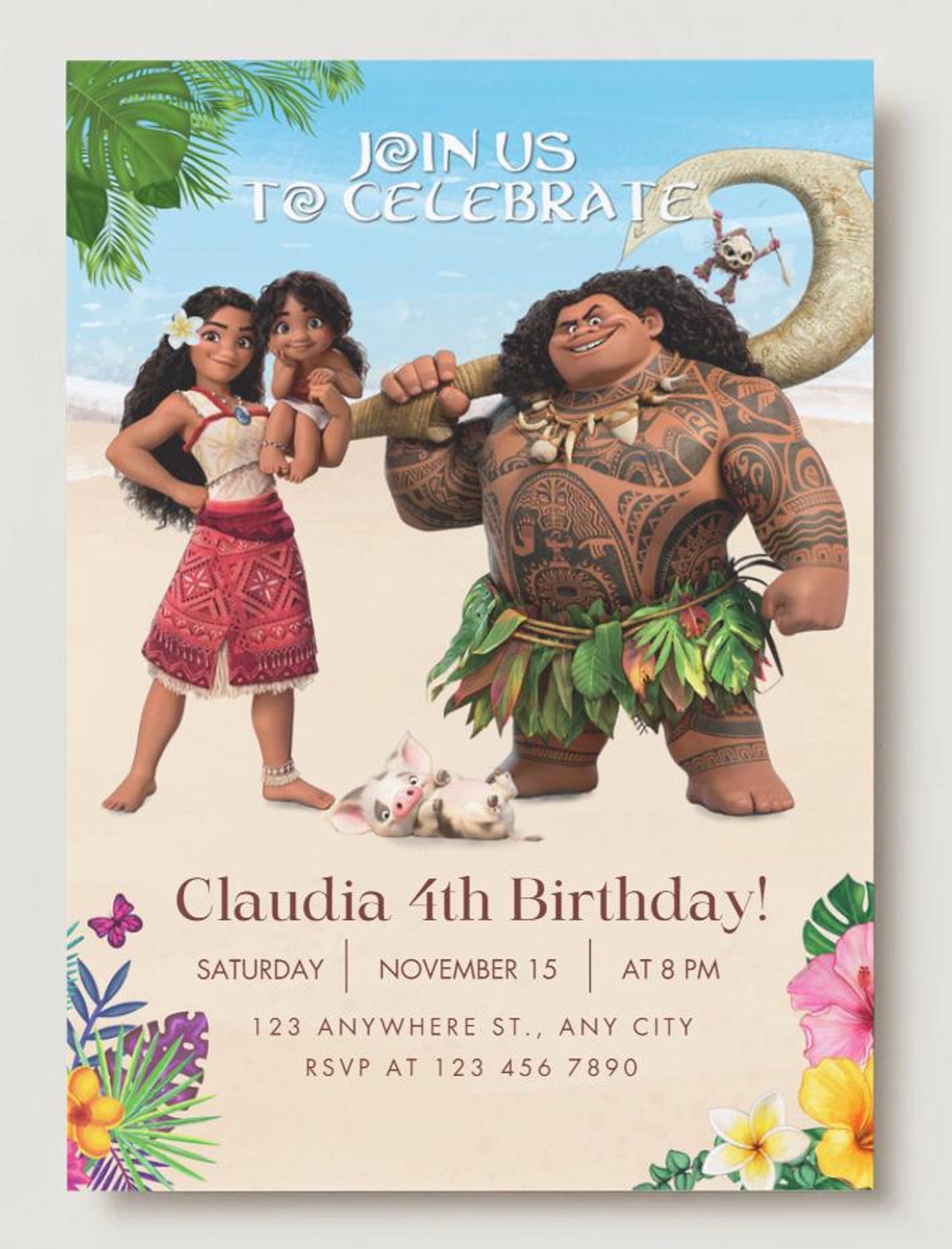 Editable Moana 2 Birthday Invitation Template, Moana 2 Invite, Moana 2 ...