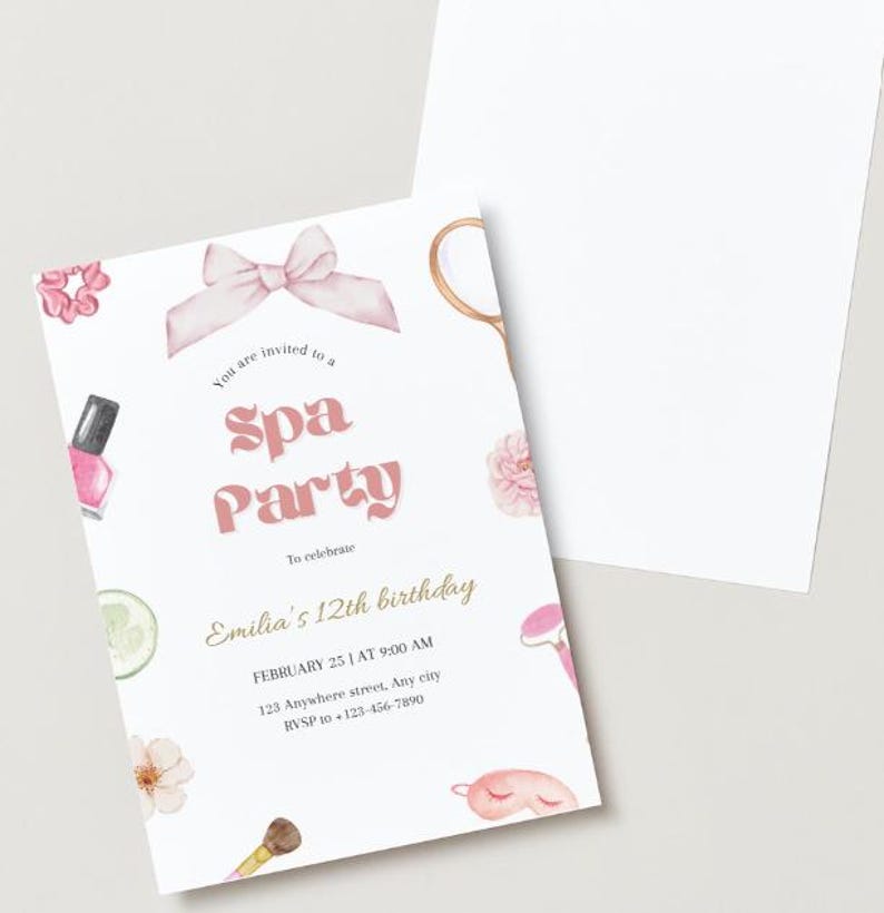 Editable Spa Day Party Invitation Template, Spa Party Girl Invite ...