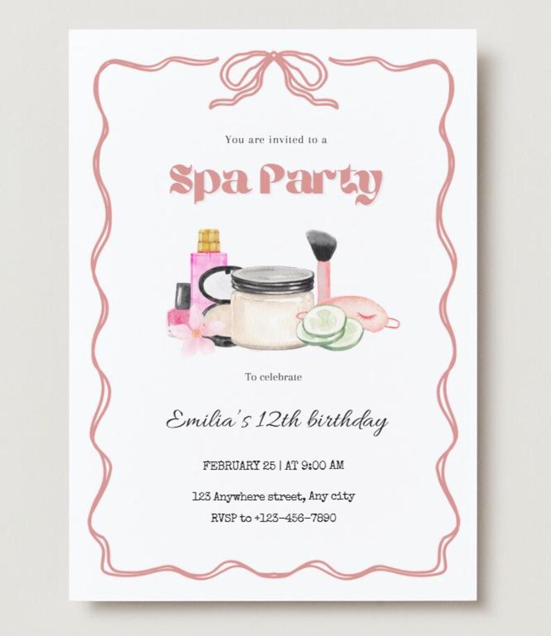 Editable Spa Party Birthday Invitation, Makeup Birthday Party Invite ...