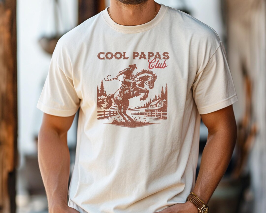 Cool Papas Club Cowboy Shirt Western Grandpa Tee Funny Papa Gift for ...