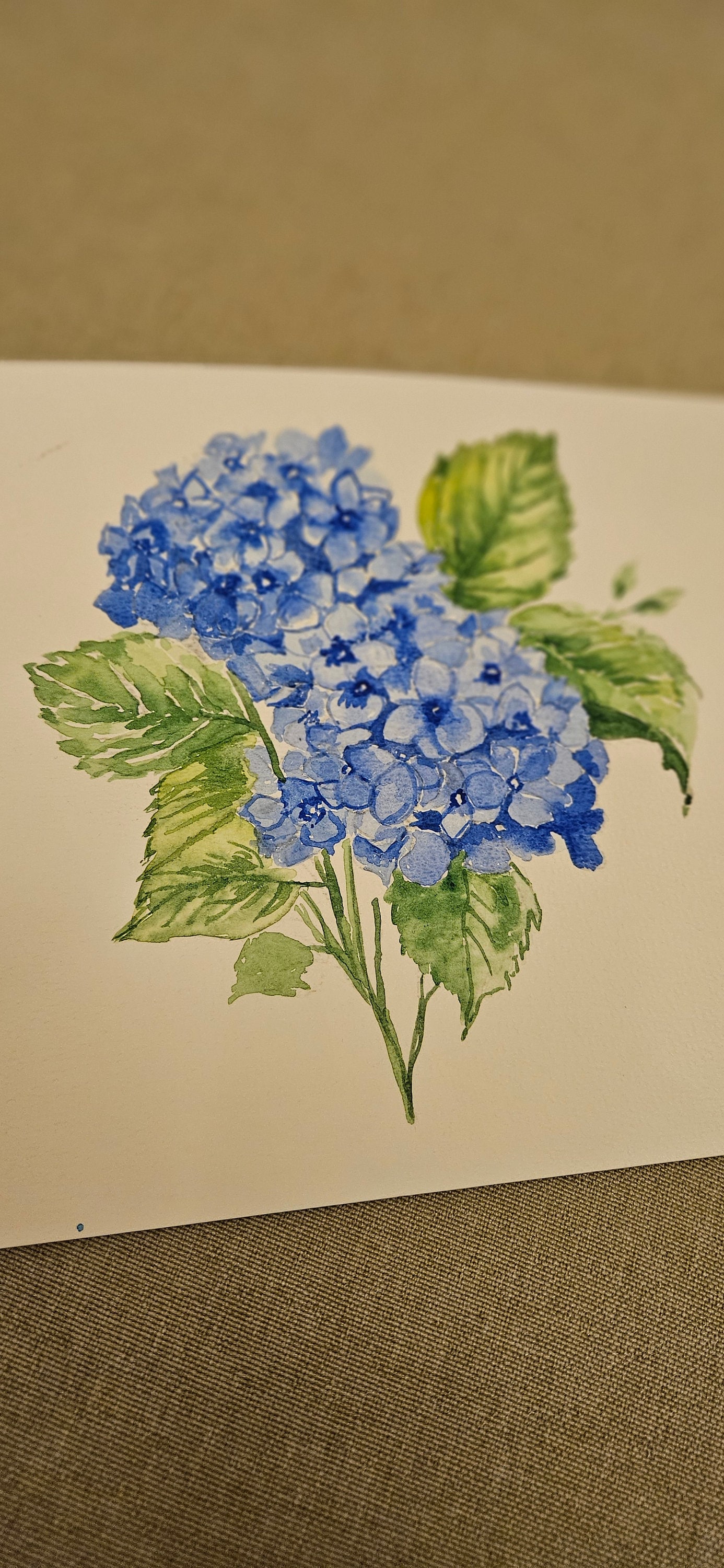 Watercolor Blue Hydrangea Painting,wall Paintings,hydrangeas and Leaves ...