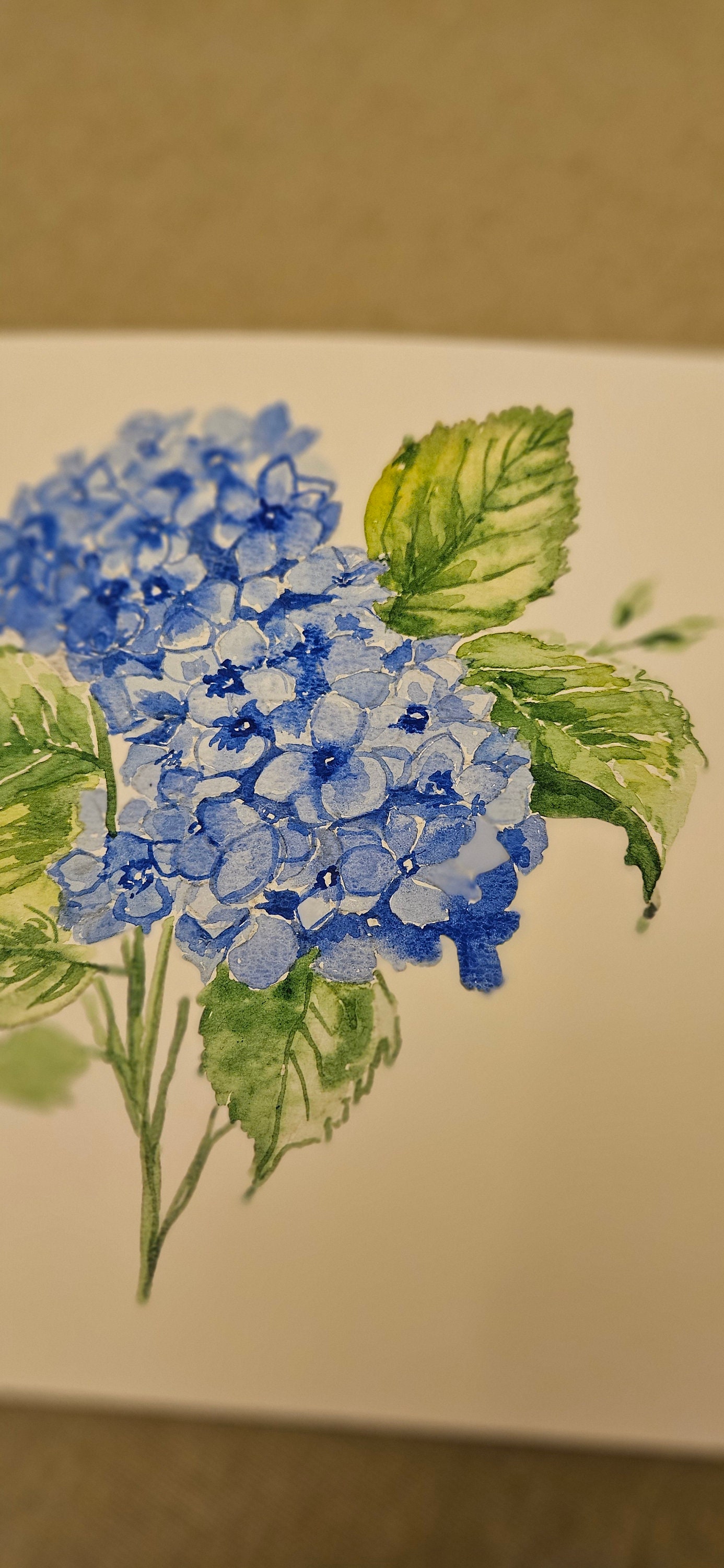 Watercolor Blue Hydrangea Painting,wall Paintings,hydrangeas and Leaves ...