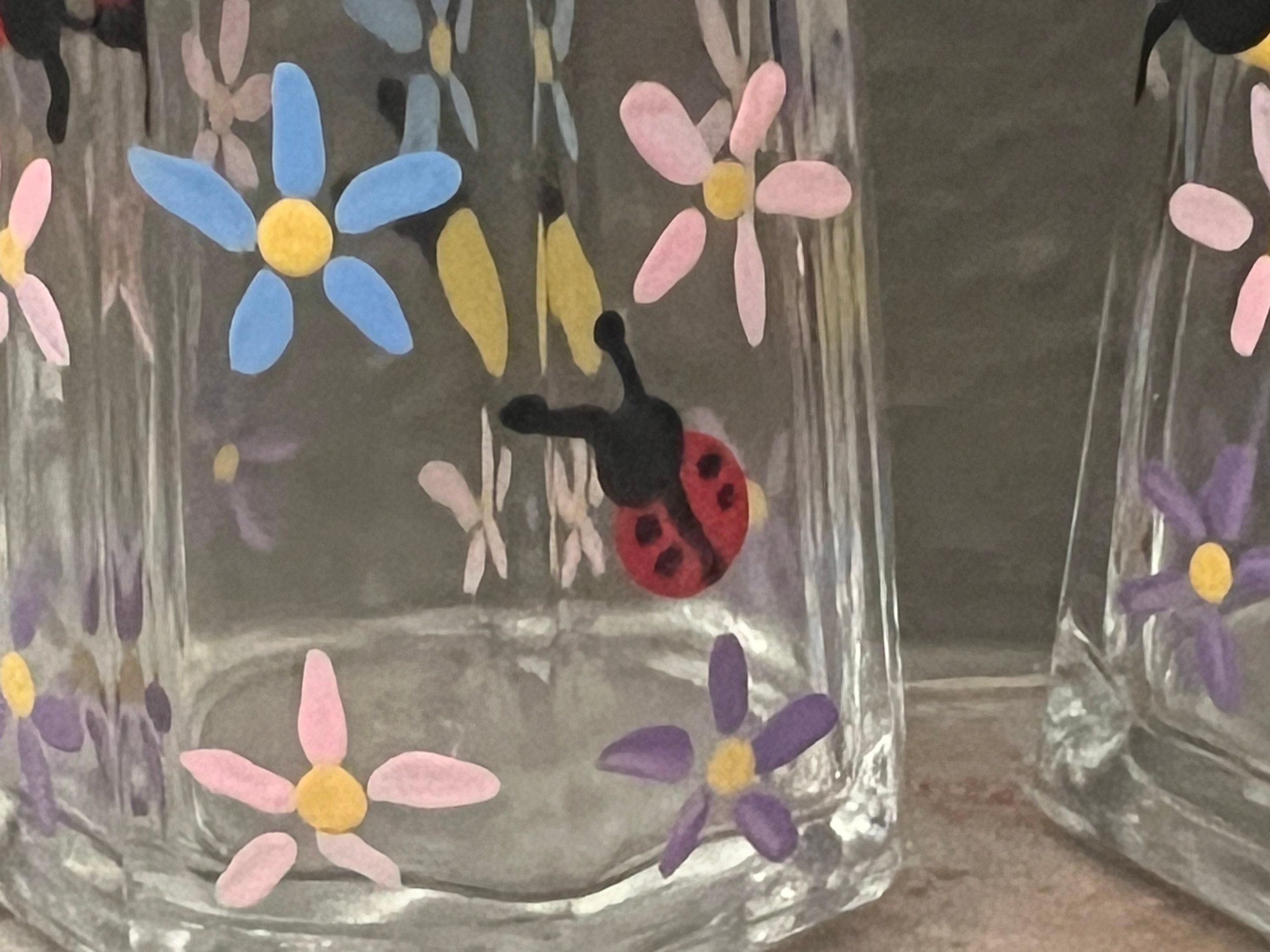Hand Painted Spring Flowers With Whimsical Ladybugs Bugs, and Bees Salt ...