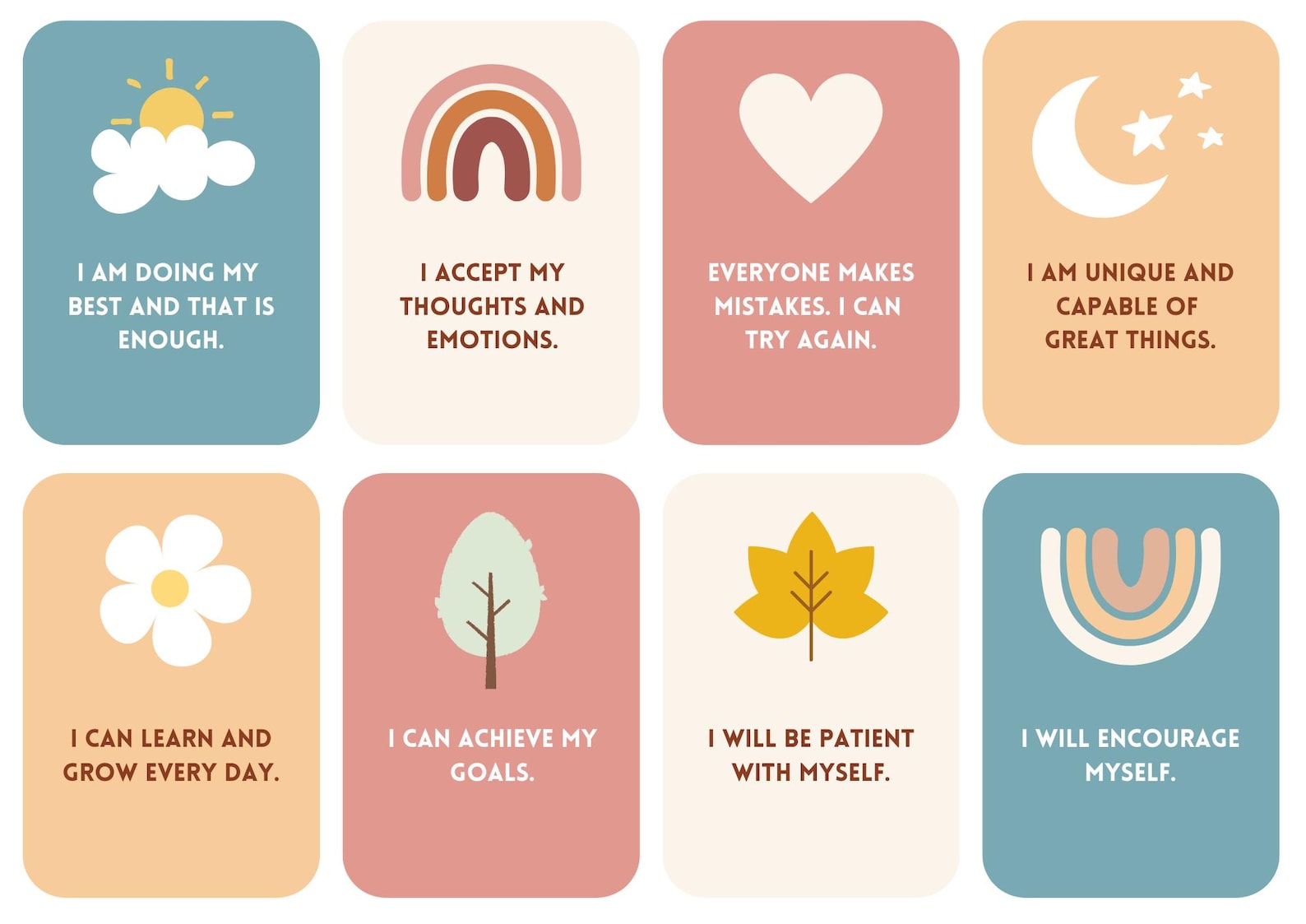Affirmations for Kids, Flash Cards, Calming Corner, Montessori ...