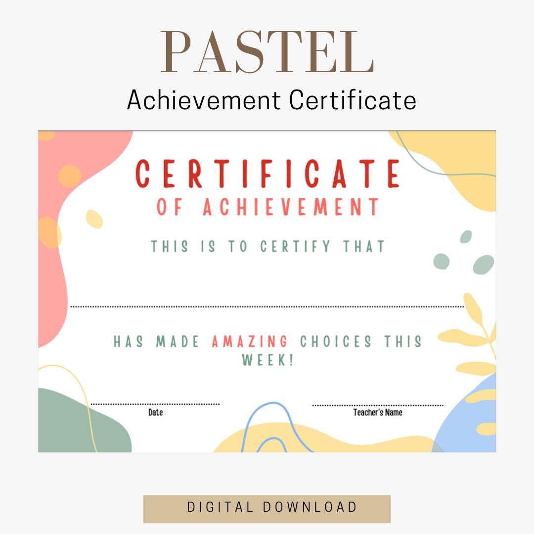 Pastel Rainbow Colourful Children's Achievement Certificates for ...