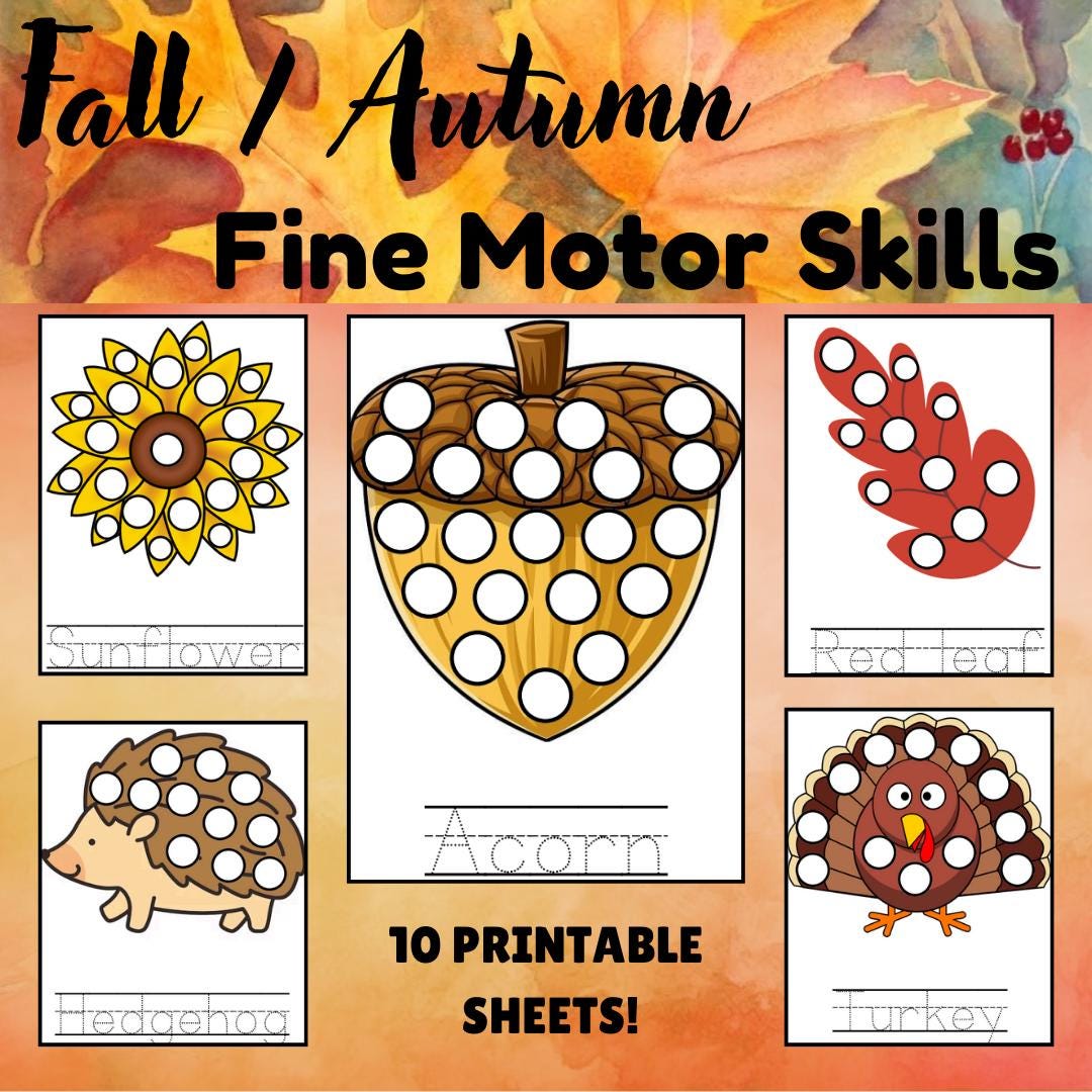 PRINTABLE BUNDLE Fall Autumn Dot Marker Preschool Worksheets ...