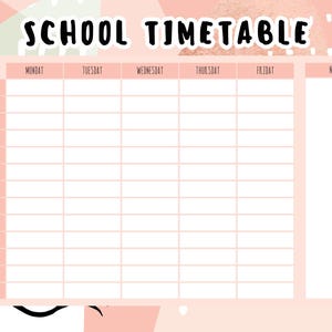 Class Schedule School Timetable in Pastel Pink, Black, and Green ...