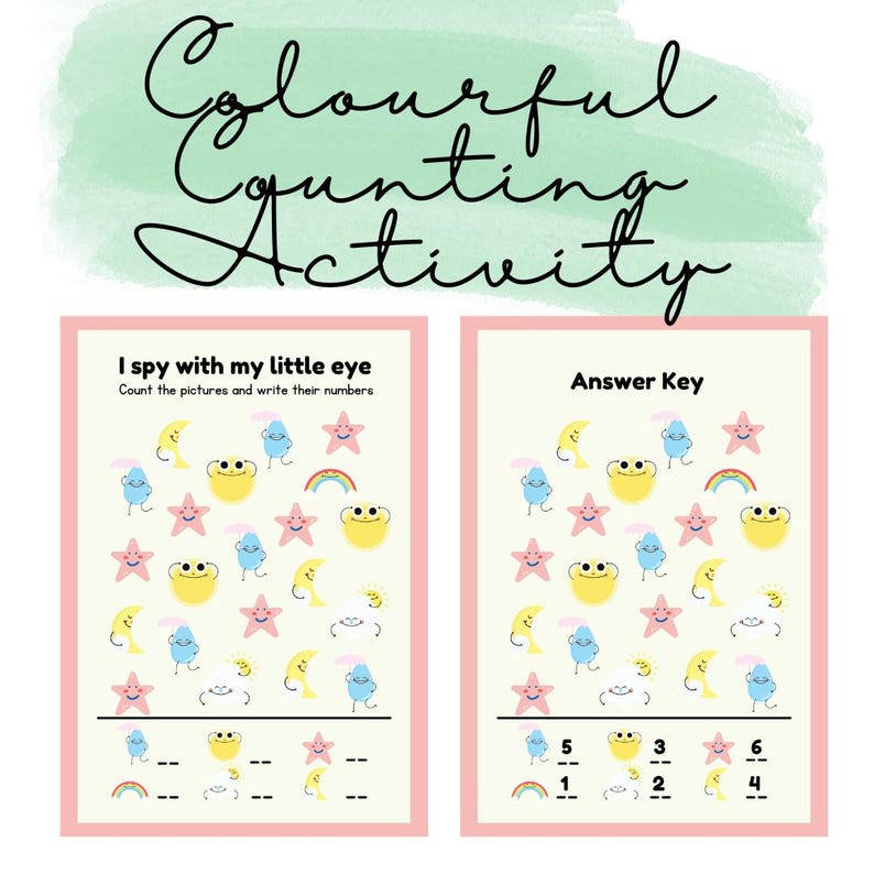 Colourful Counting Worksheet I Spy With My Little Eye Activity Nursery ...