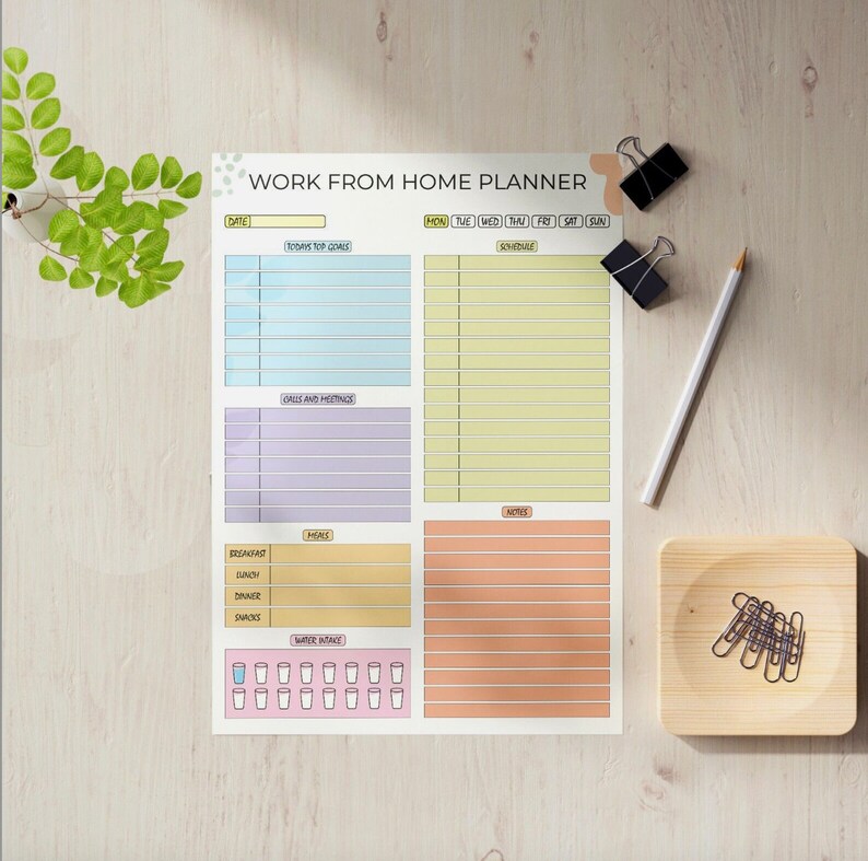 Remote Work Planner Printable Digital PDF A4 & Letter - Etsy