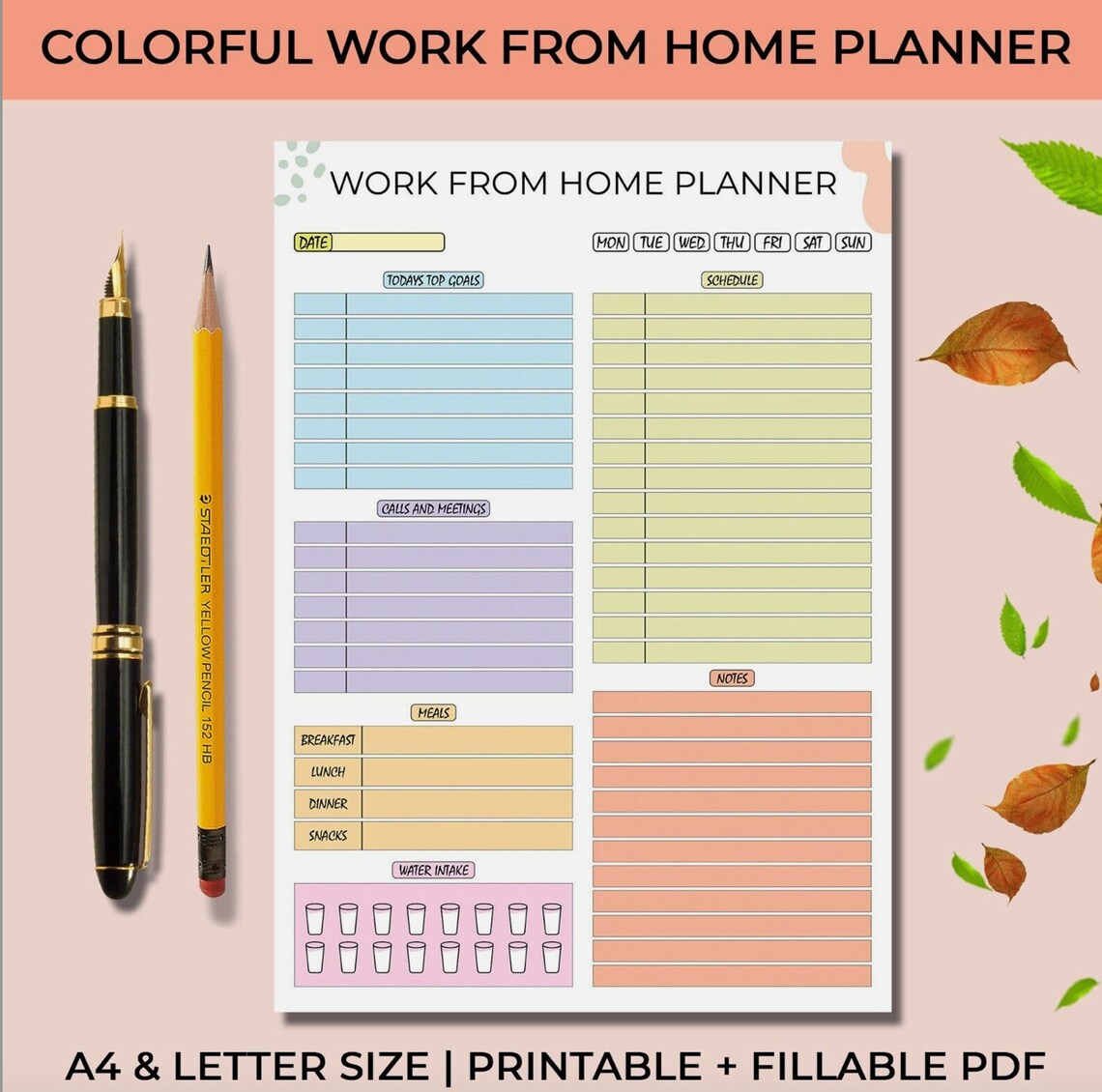 Remote Work Planner Printable Digital PDF A4 & Letter - Etsy