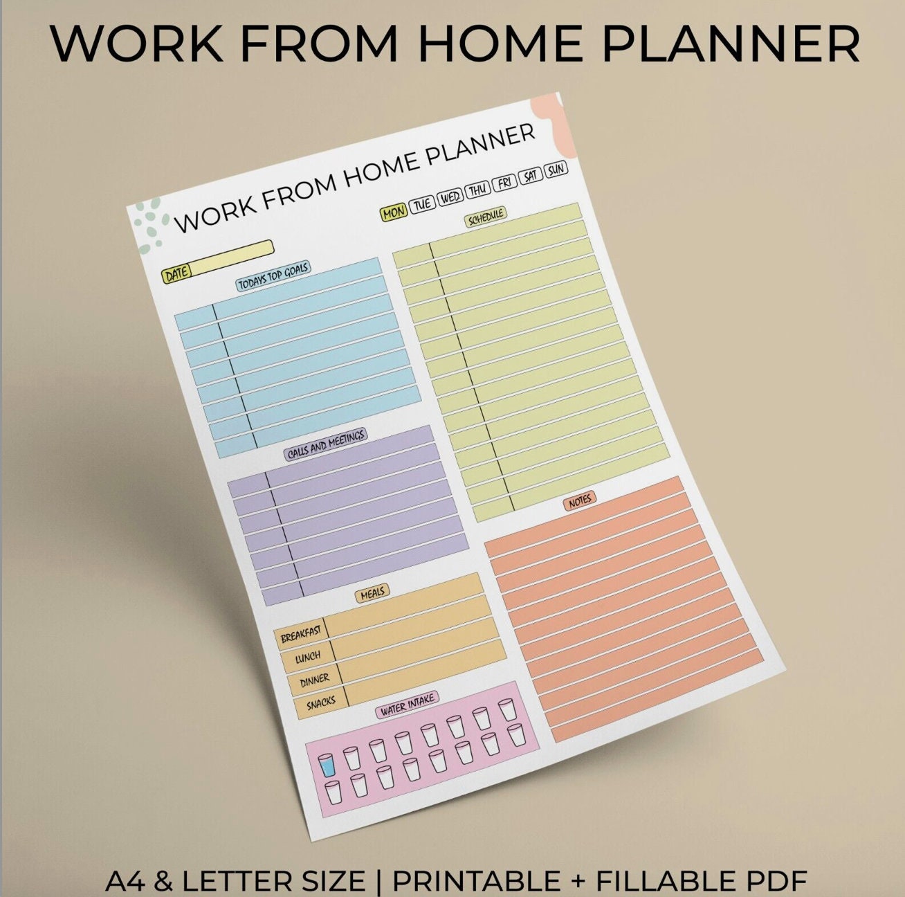 Remote Work Planner Printable Digital PDF A4 & Letter - Etsy