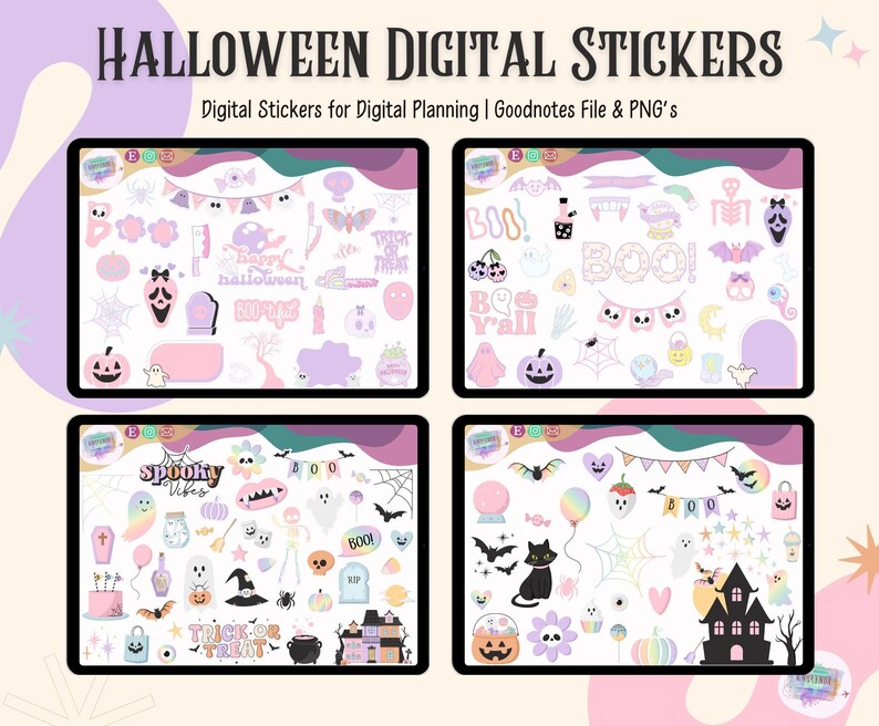 Pastel Halloween Digital Planner Stickers | Goodnotes Stickers ...