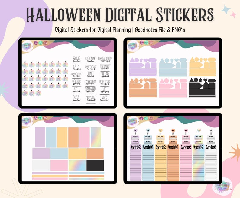 Pastel Halloween Digital Planner Stickers | Goodnotes Stickers ...