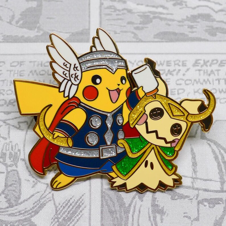 Pokevengers Thorachu & Lokiyu (pikachu X Mimikyu as Thor X Loki) Enamel ...