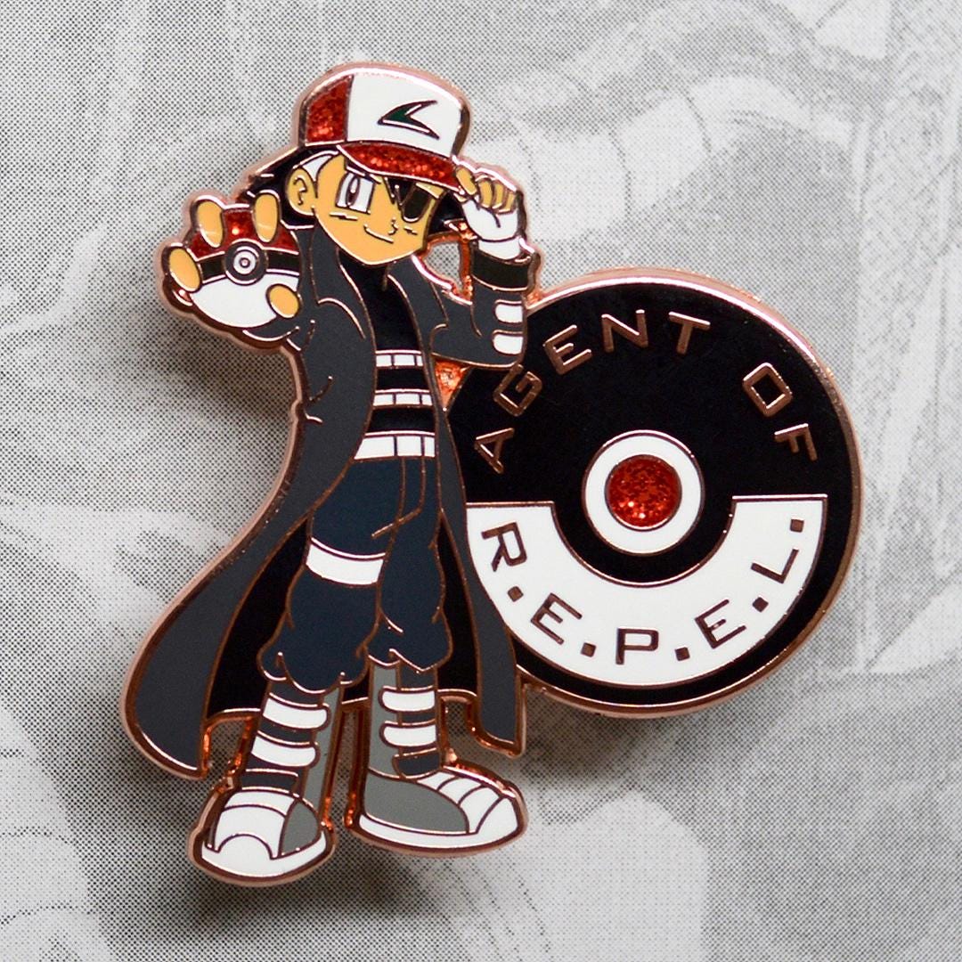 Pokevengers Ash Fury (ash Ketchum X Nick Fury) Enamel Pin - Etsy