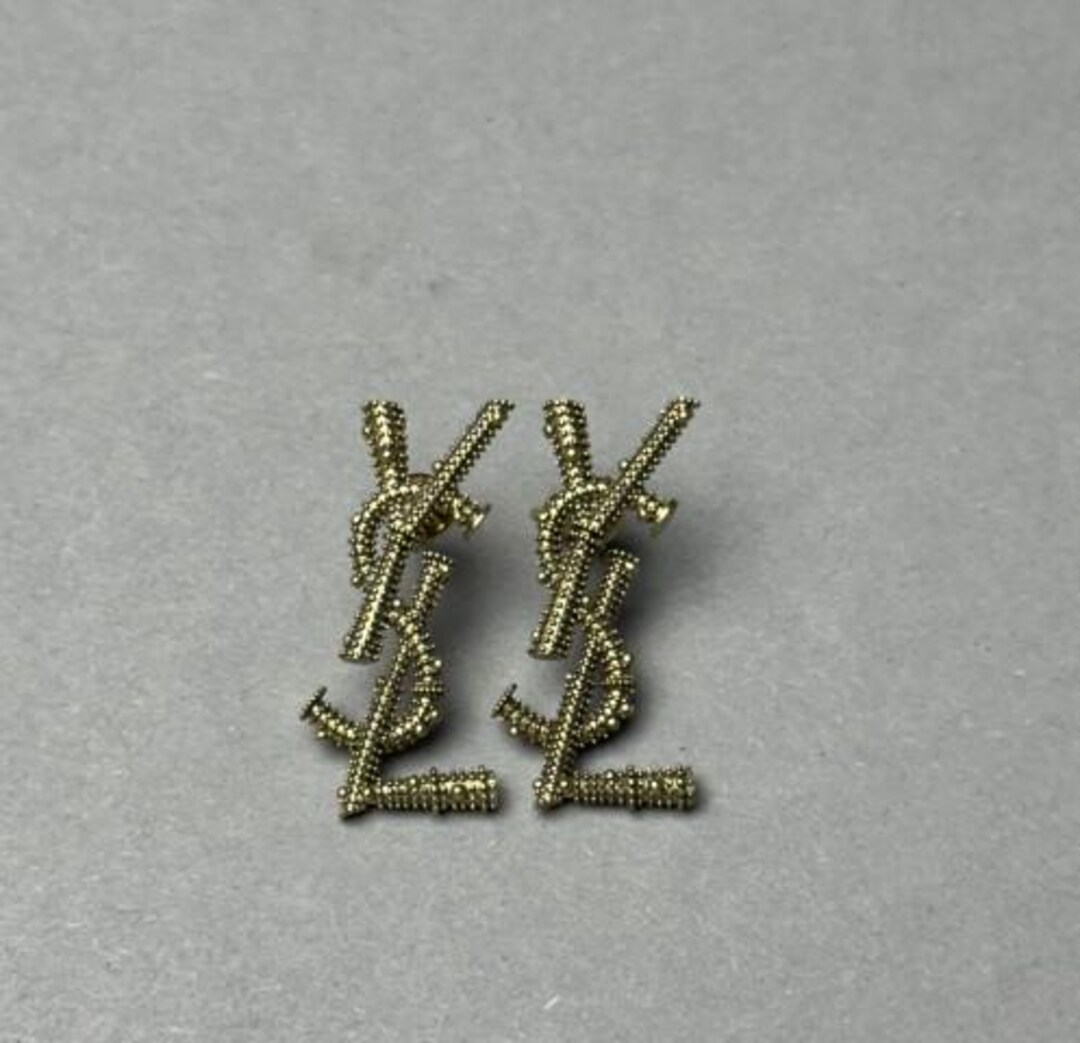 Yves Saint Laurent Bronze Gold YSL Logo Statement Earrings - Etsy