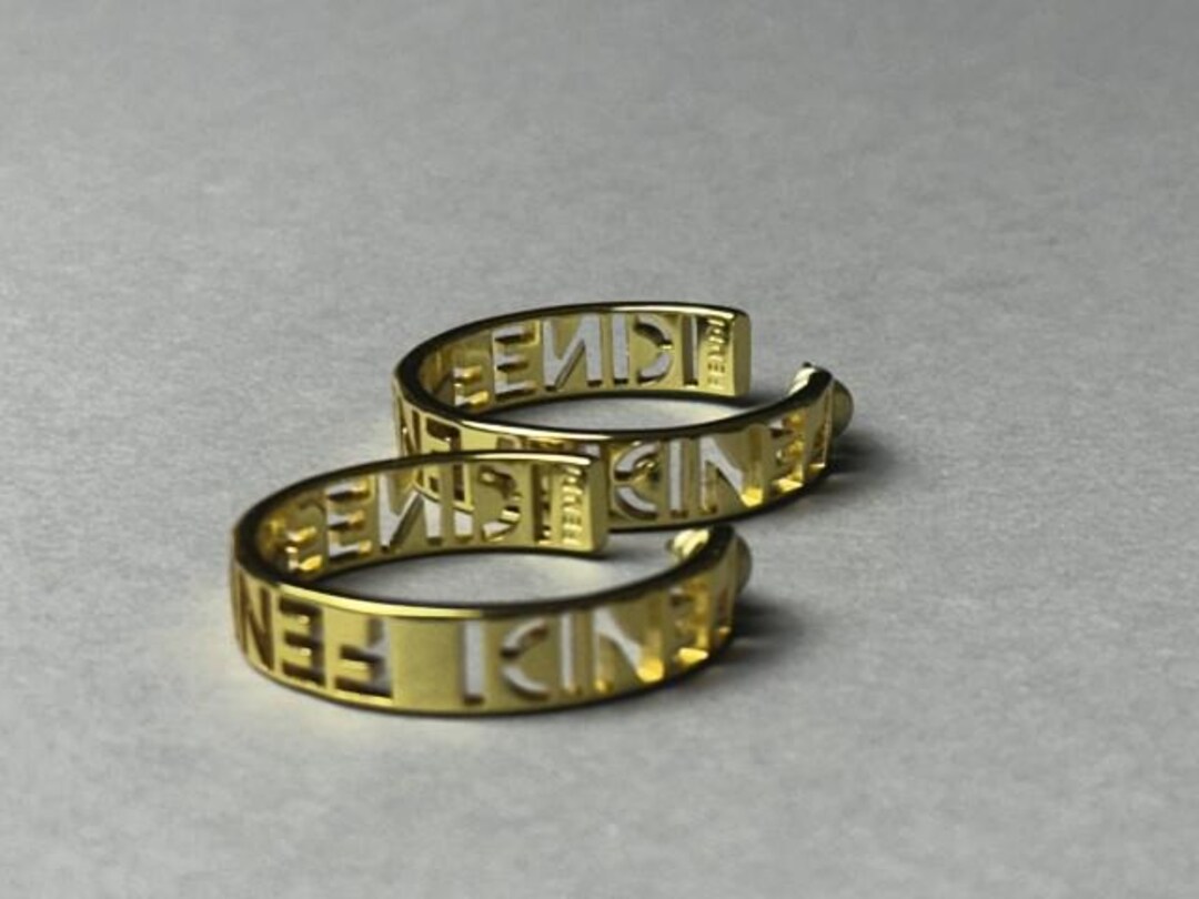 Fendi Gold Monogram Motif Hoop Earrings Designer Jewelry With Iconic ...