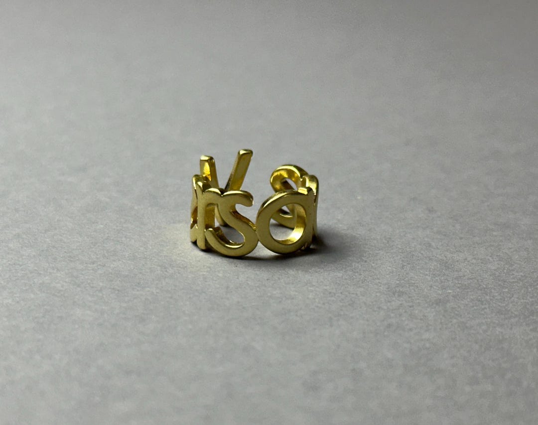 Vintage Versace Gold Plated Versace Logo Letters Designer Ring - Etsy