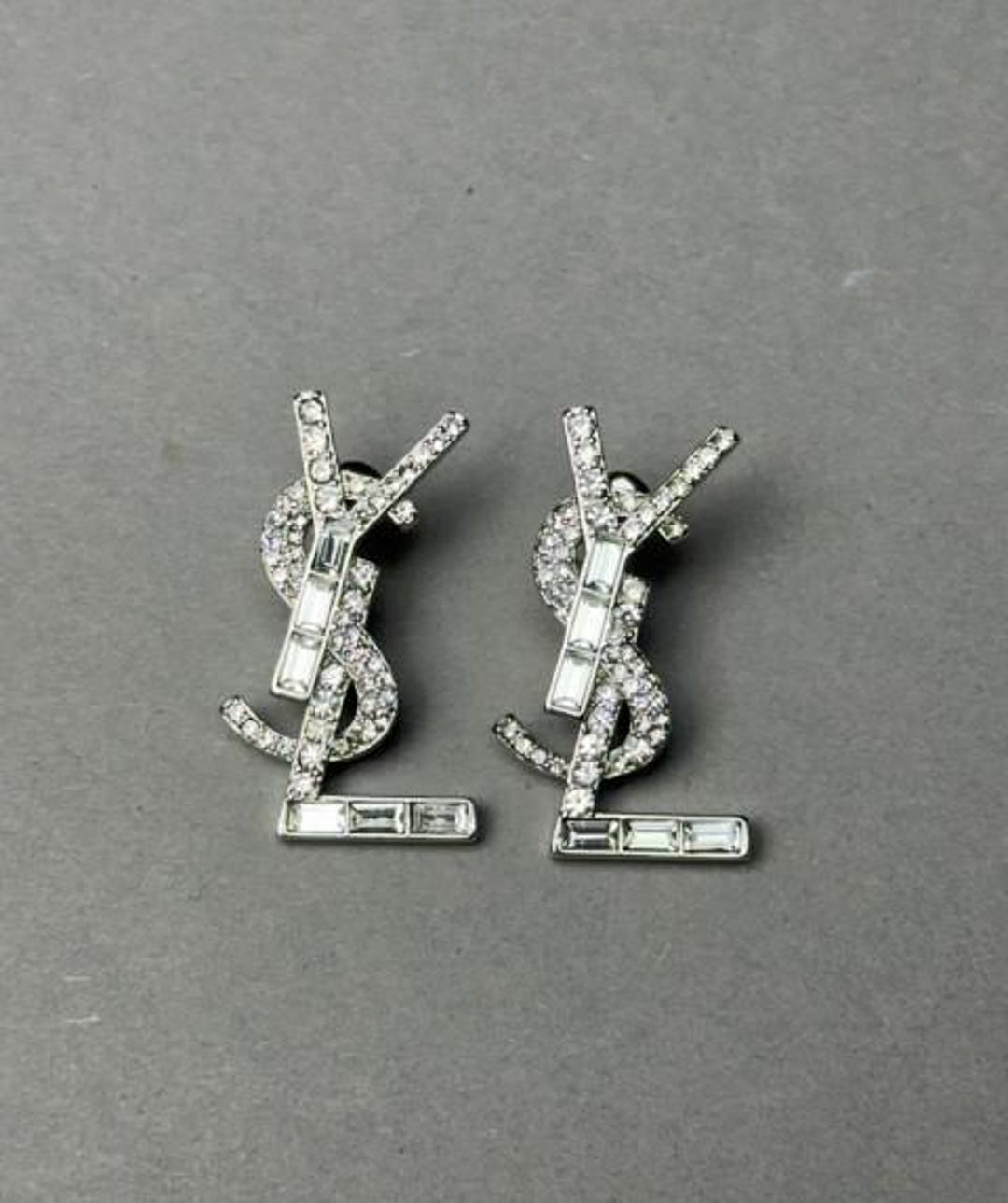 Yves Saint Laurent Silver YSL Designer Statement Earrings Luxury ...