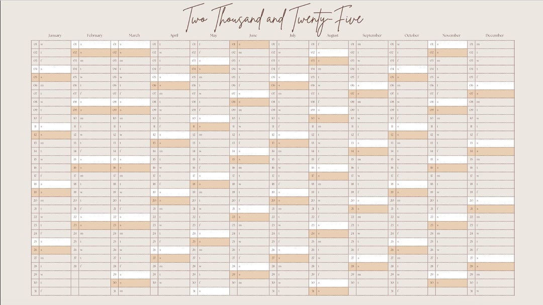 2025 Yearly Calendar PRINTABLE PDF - Etsy