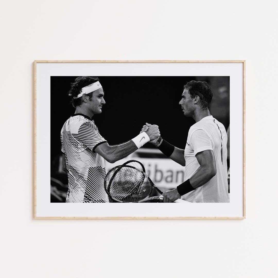 Rafael Nadal Print, Roger Federer Poster, Black and White Wall Art ...