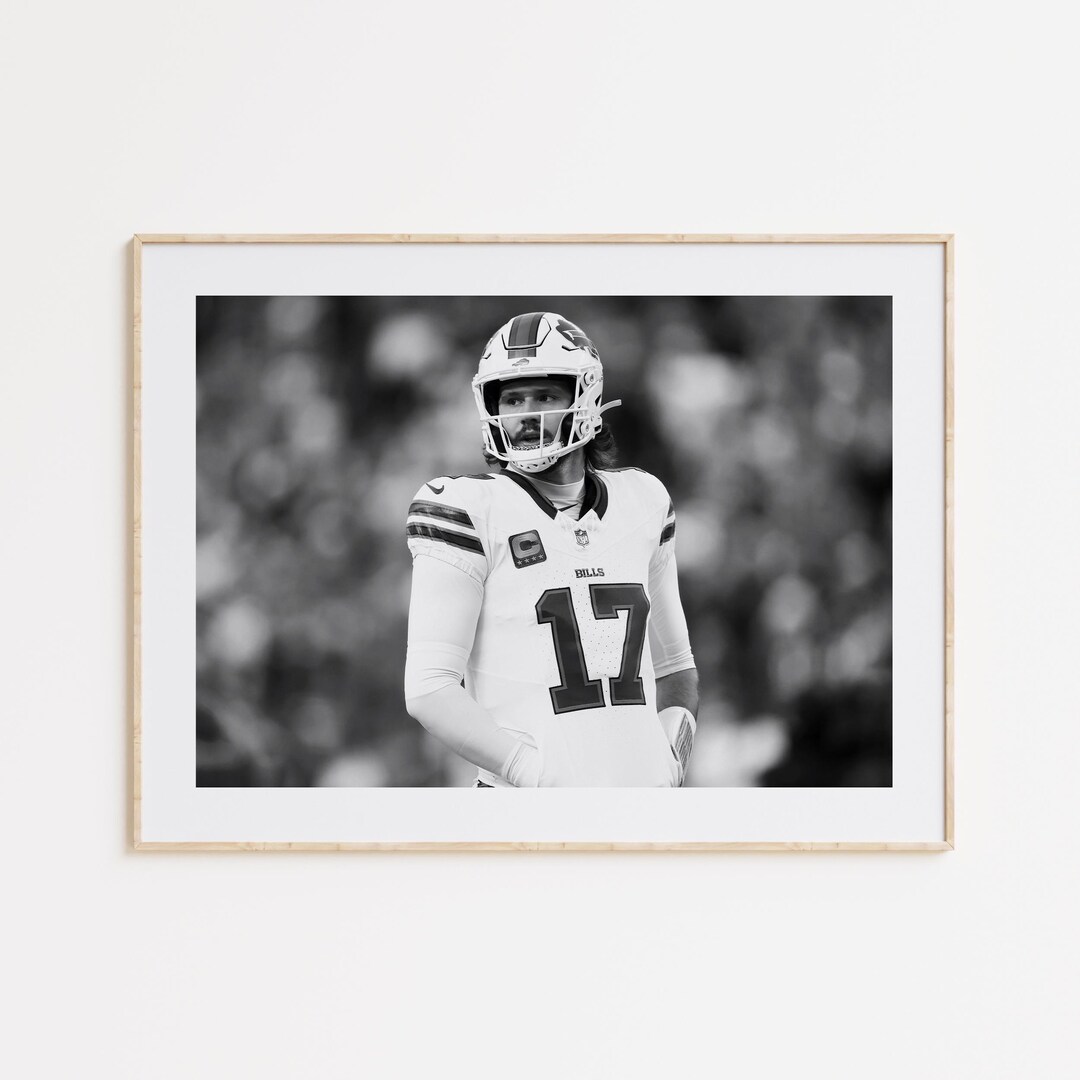 Josh Allen Print , Buffalo Bills Quarterback,fan Poster, Black and ...