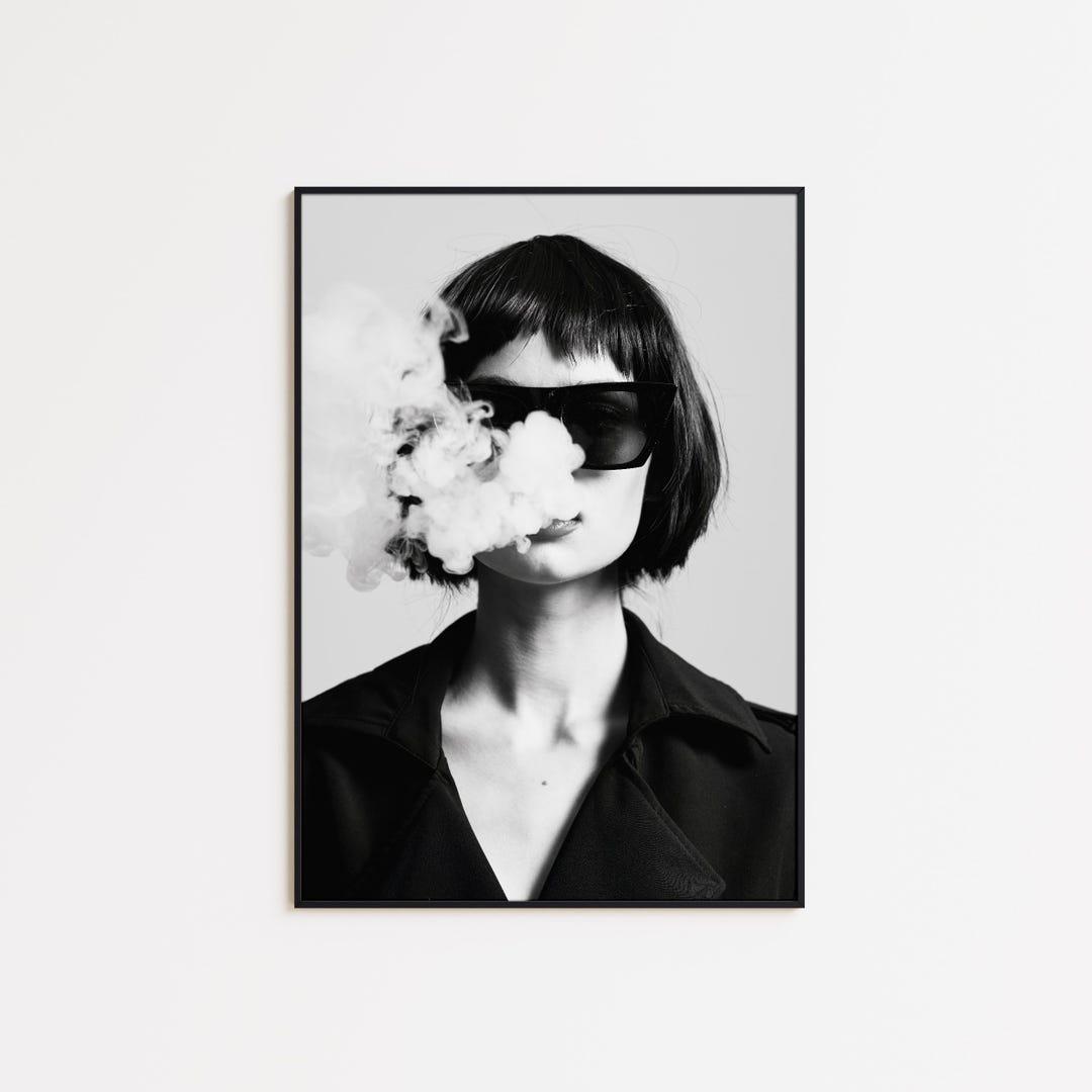 Cigarette Smoke Poster, Iconic Poster, Black and White Wall Art ...