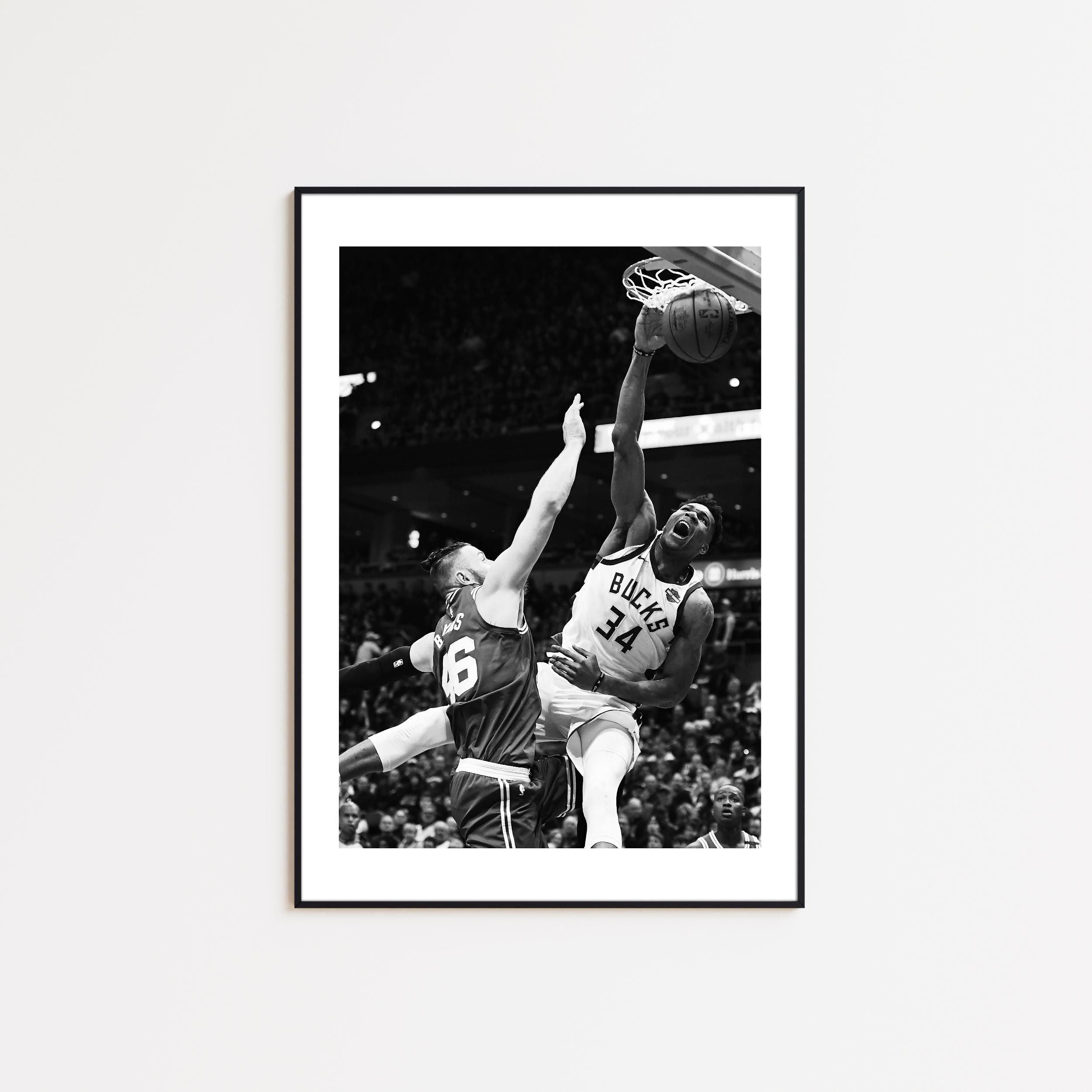 Giannis Antetokounmpo Poster, Greek Freak, Black and White Wall Art ...