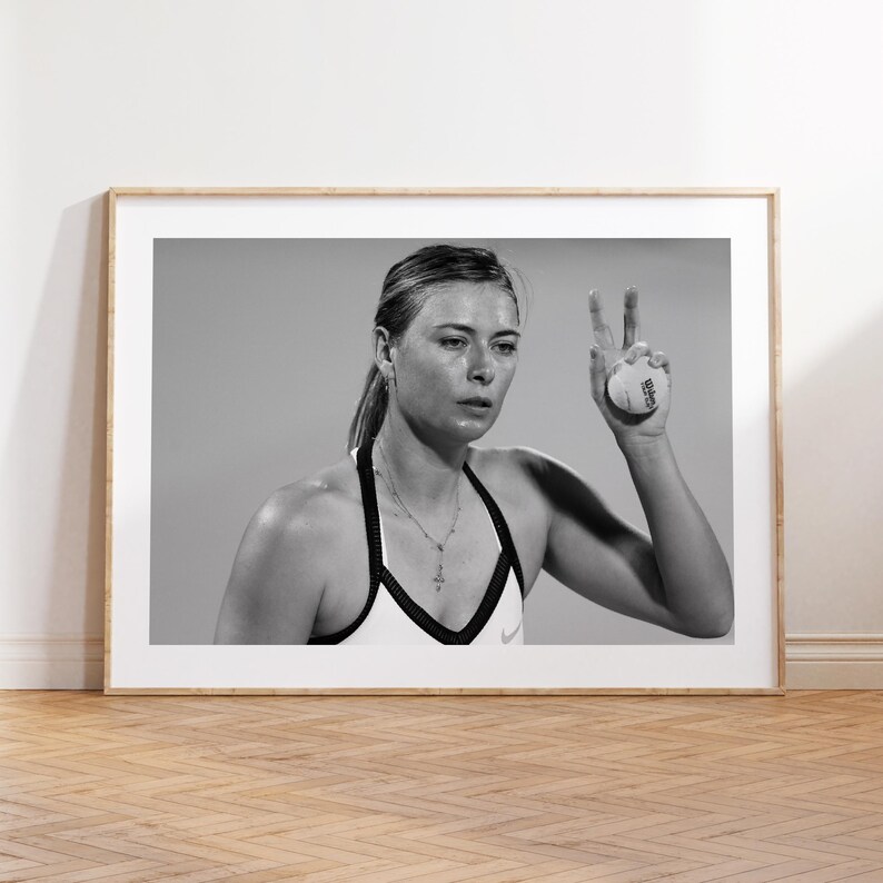 Maria Sharapova Poster, Maria Sharapova, Black and White Wall Art ...