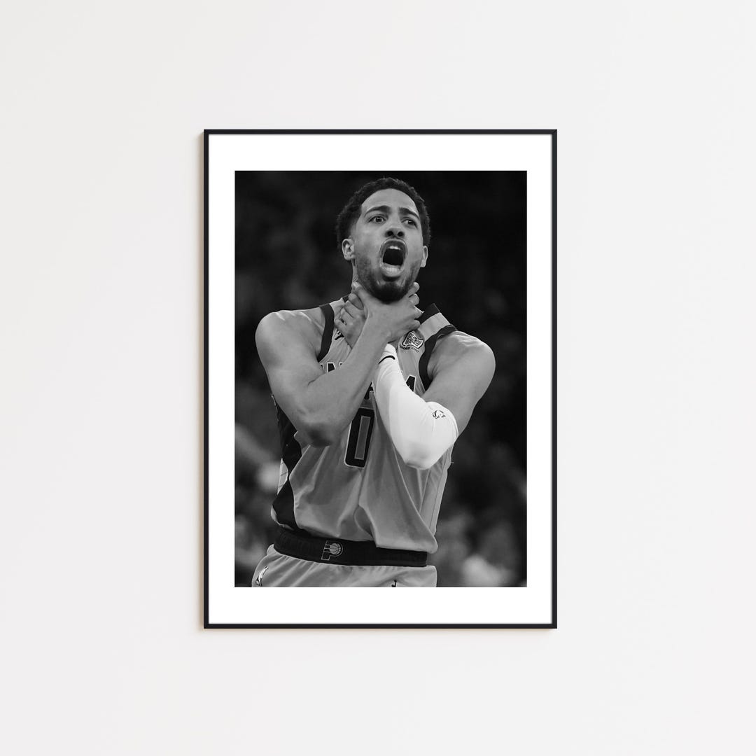 Tyrese Haliburton Poster, Indiana Pacers, NBA All Star, Black and White ...