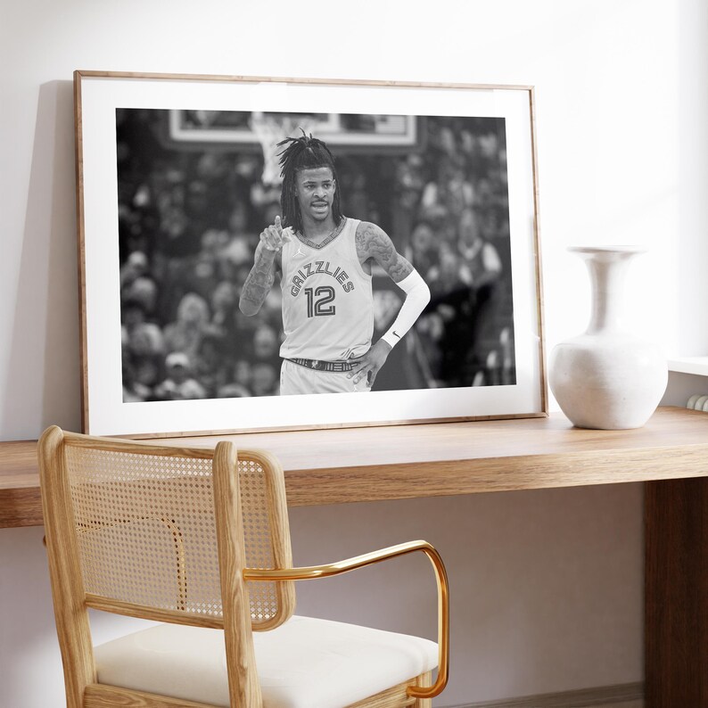 Ja Morant Poster, Temetrius Jamel, Ja, Black and White Wall Art,vintage ...