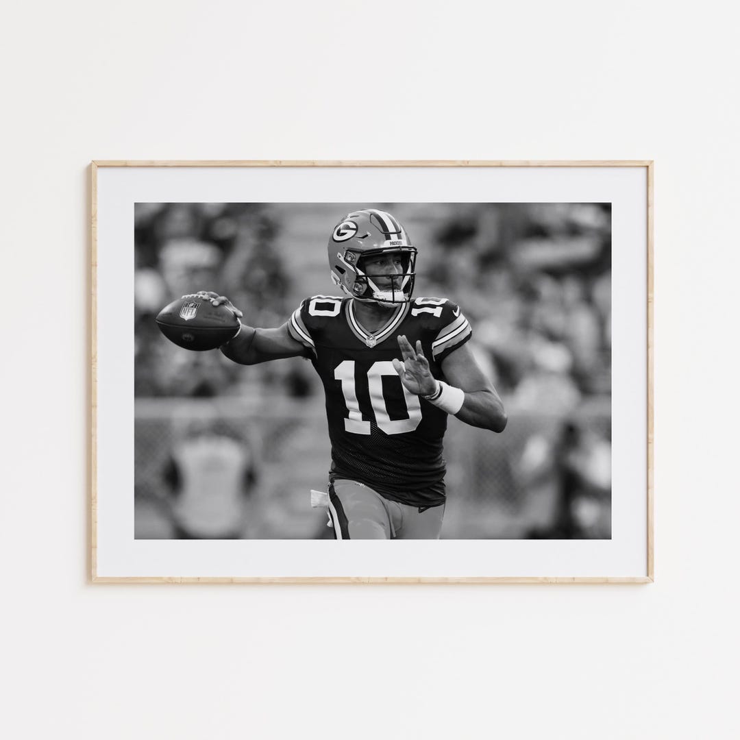 Jordan Love Poster, Fan Poster, Green Bay Packers, Black and White Wall ...