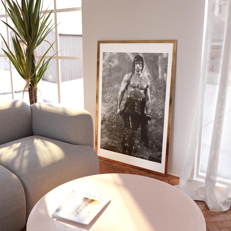 Rambo Poster, Fan Poster, Black and White Wall Art, Vintage Wall Art ...