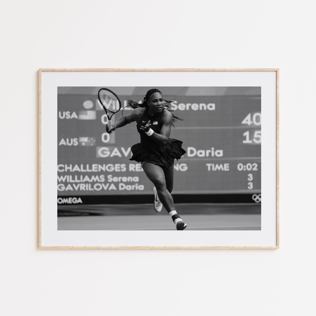 Serena Williams Poster, Serena Williams, Black and White Wall Art ...