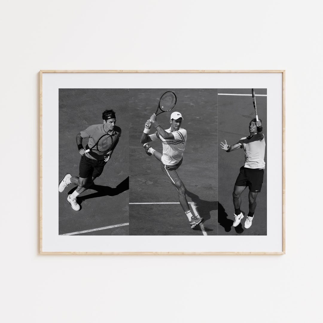 Tennis Big Three Poster, Big Three Print, Black and White Wall Art ...